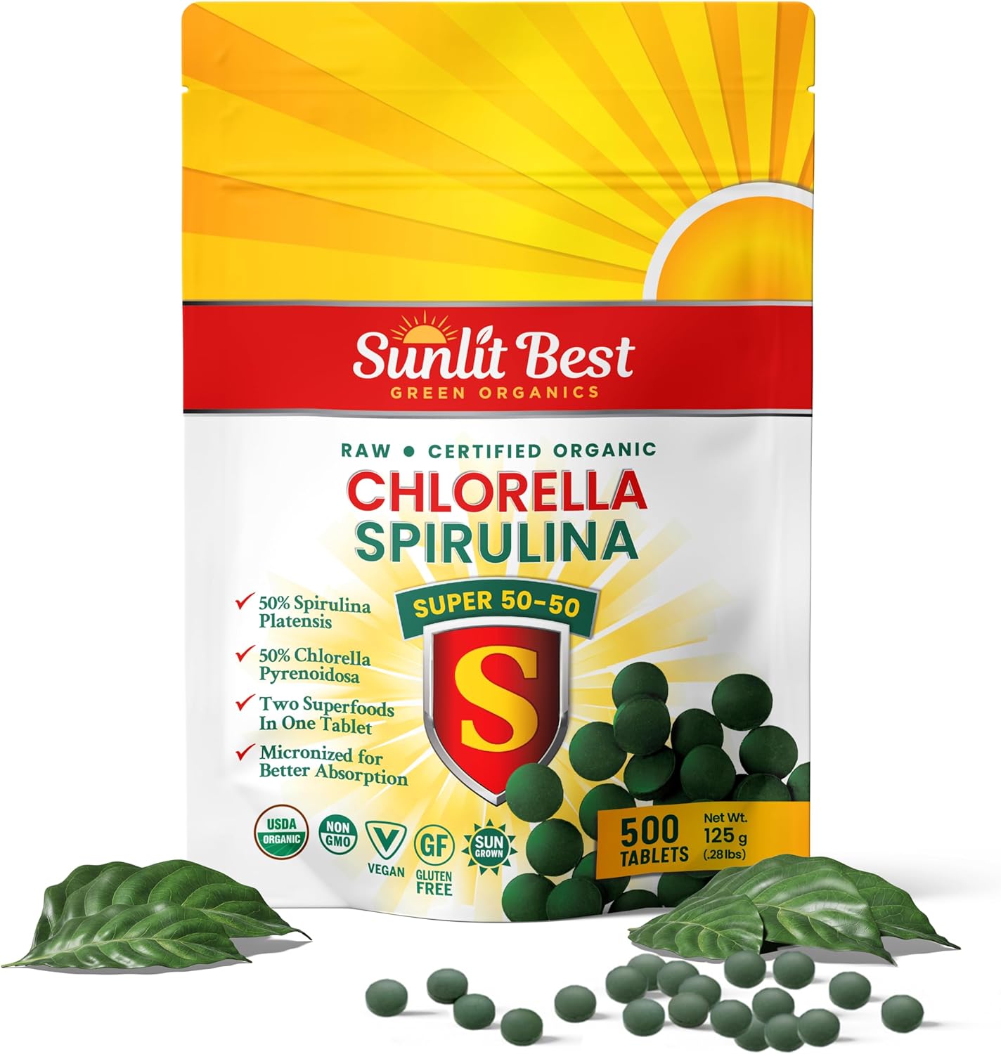 Super 50/50 Organic Chlorella Spirulina Tablets - Sunlit Best – Sunlit ...